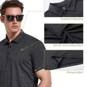 TELALEO 5 Pack Mens Polo Shirts Quick Dry Short Sleeve Golf T Shirt Performance Moisture Wicking Casual Workout L/02