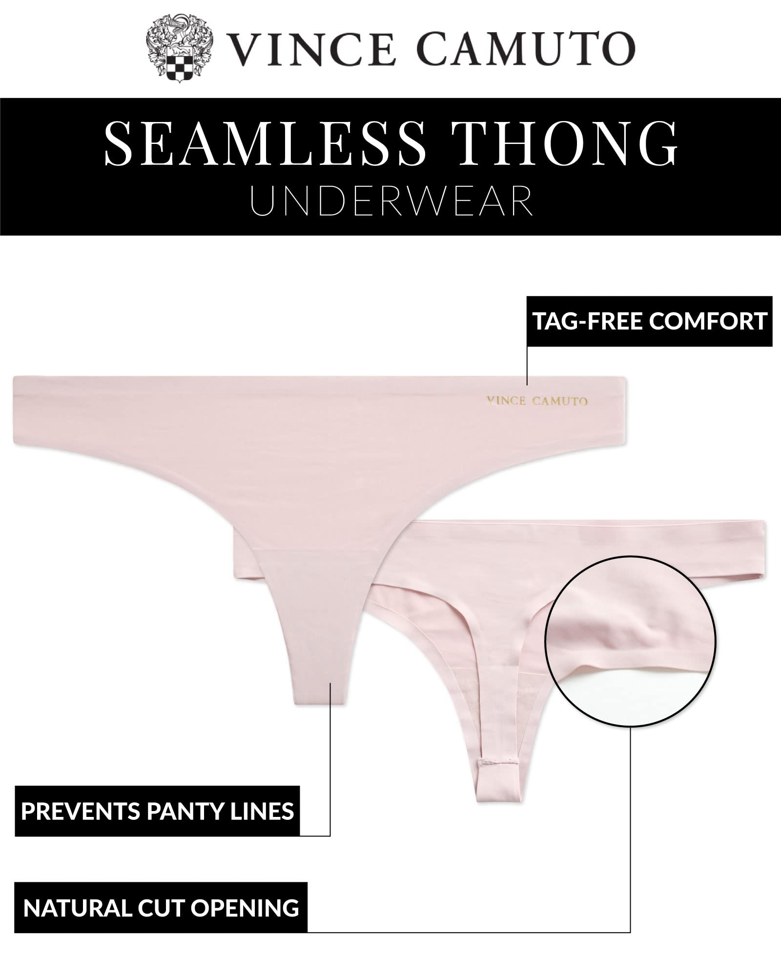 Vince Camuto Women's Thong Underwear - 5 Pack/10 Pack Ultra Soft Sexy Lingerie Thong Panties - Breathable Underwear for Women, Size Large, Grey Assorted (5 Pack)