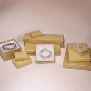 The Display Guys Pack of 25 Cotton Filled Cardboard Paper Kraft Jewelry Box Gift Case - Kraft (3.3" x 2.3" x 1.0")