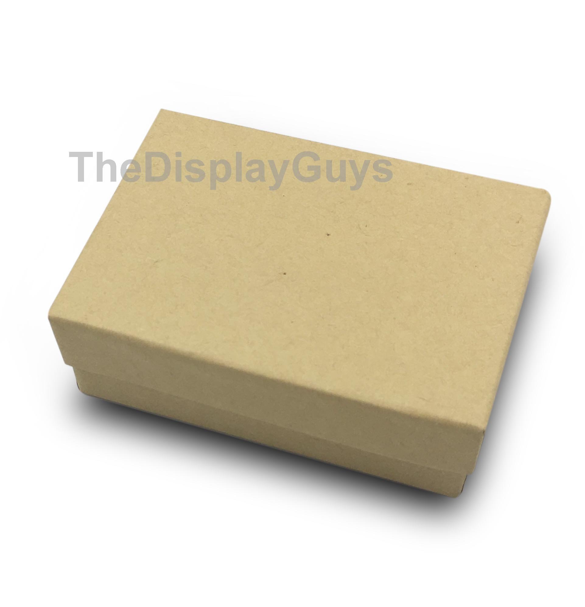 The Display Guys Pack of 25 Cotton Filled Cardboard Paper Kraft Jewelry Box Gift Case - Kraft (3.3" x 2.3" x 1.0")