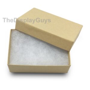 The Display Guys Pack of 25 Cotton Filled Cardboard Paper Kraft Jewelry Box Gift Case - Kraft (3.3" x 2.3" x 1.0")