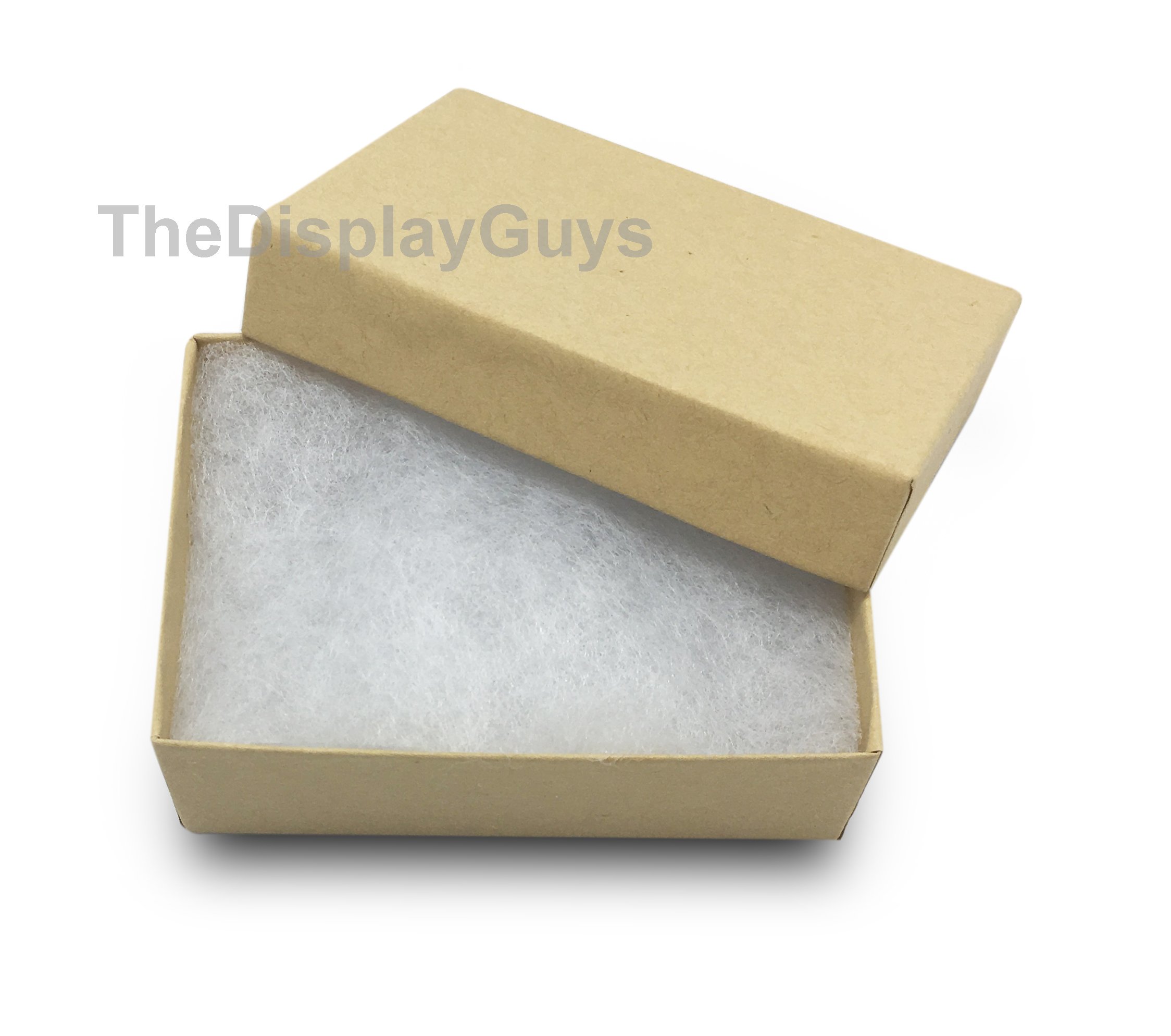 The Display Guys Pack of 25 Cotton Filled Cardboard Paper Kraft Jewelry Box Gift Case - Kraft (3.3" x 2.3" x 1.0")