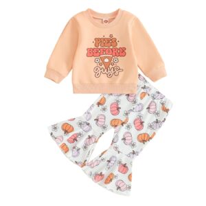 thanksgiving outfit for toddler baby girl pumpkin pie crewneck shirts sweatshirt pants thanksgiving clothes (pink -pies before guys, 2-3 years)