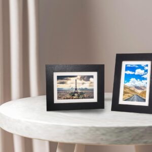 The Display Guys - Minimalist Wooden Picture Frame w. Tempered Glass - 6x8 matted to 5x7 - Tabletop Easel - Black