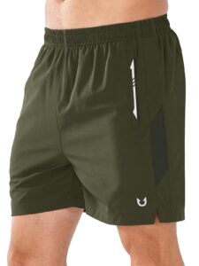 northyard men's running athletic shorts 5 inch workout gym tennis 7'' short quick dry active training with zipper pockets armygreen-l