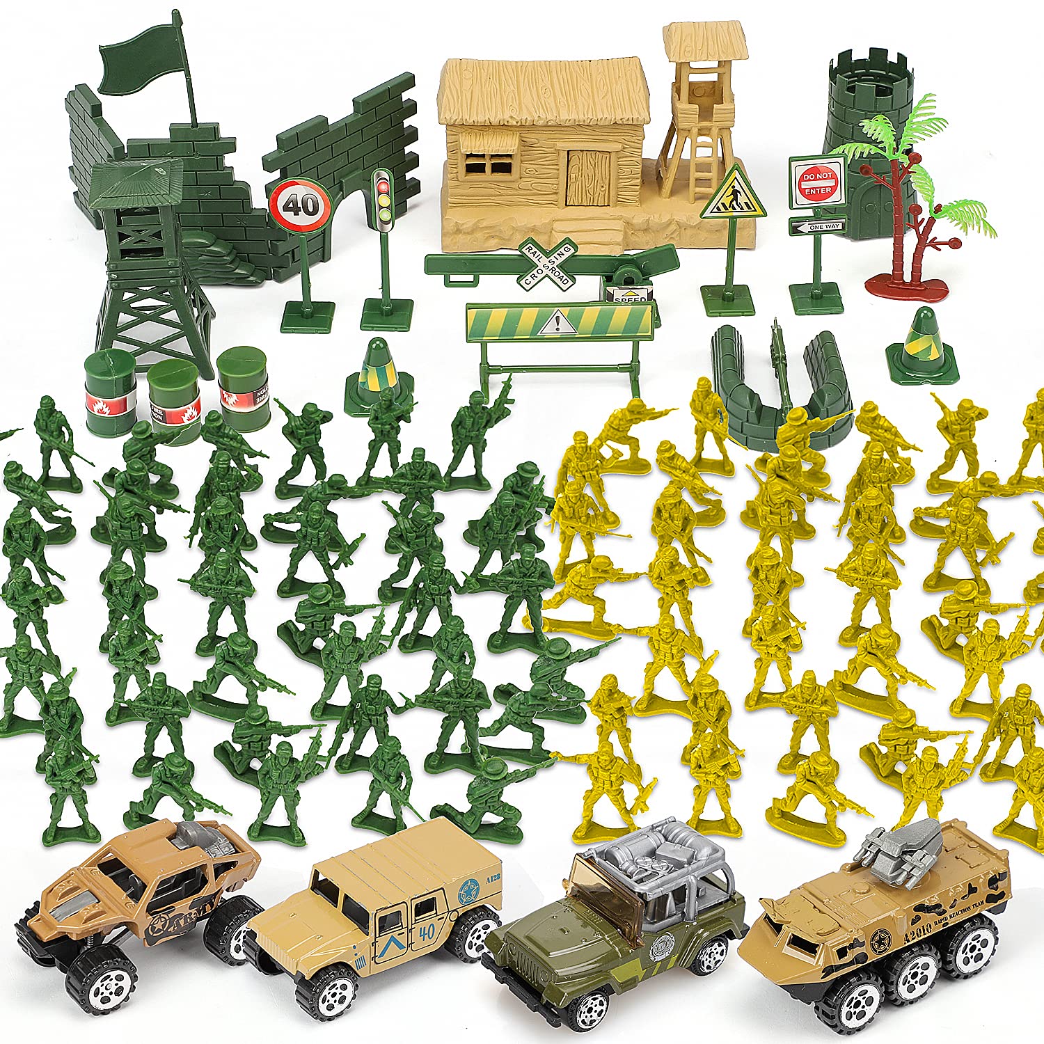 TOY Life 95 PCS Army Men, Army Toys, Toy Soldiers for Boys, Plastic Army Men Action Figures, Military Toys, Green Army Men Playset, Soldier Toys, Army Guys, Army Action Figures, Toy Army Men