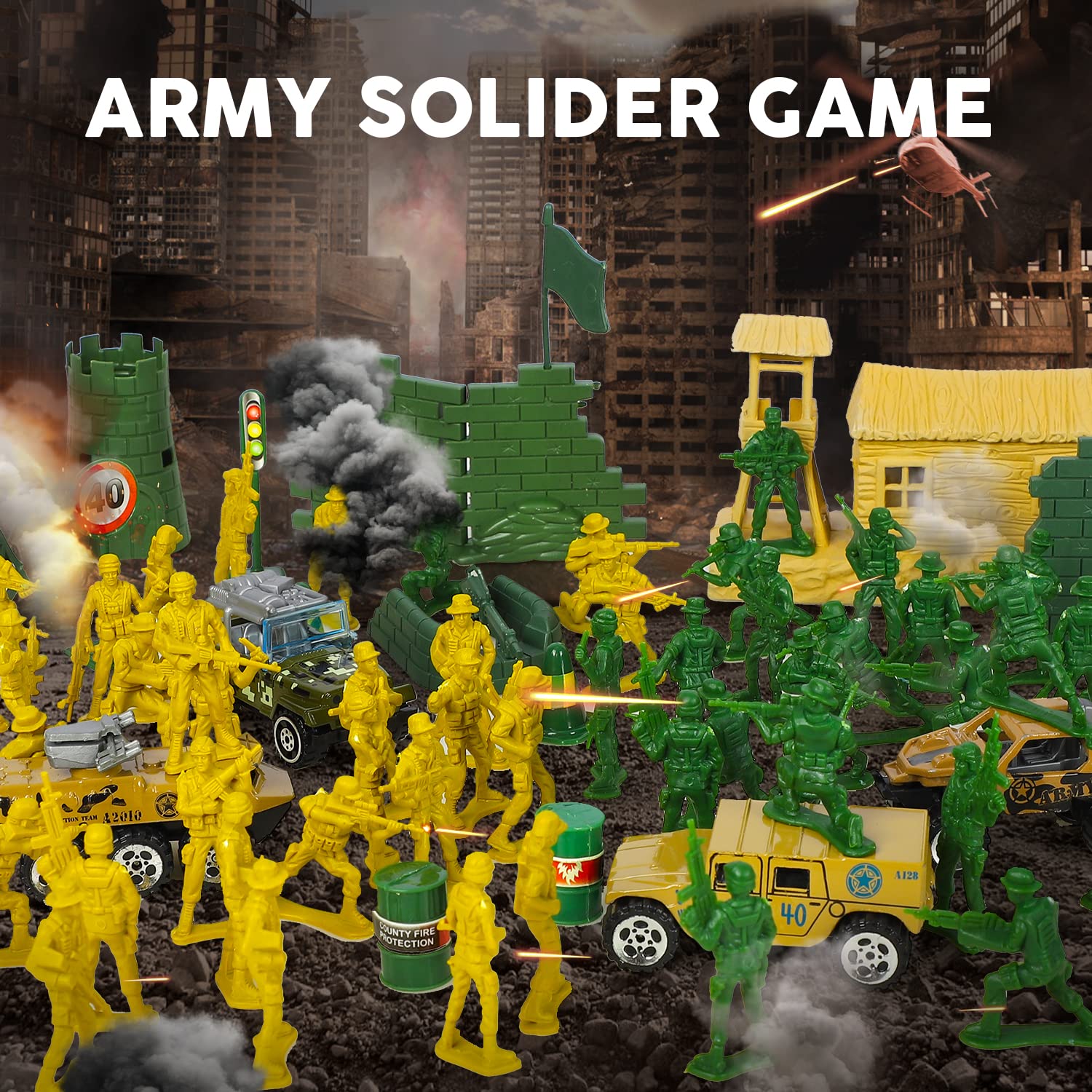 TOY Life 95 PCS Army Men, Army Toys, Toy Soldiers for Boys, Plastic Army Men Action Figures, Military Toys, Green Army Men Playset, Soldier Toys, Army Guys, Army Action Figures, Toy Army Men