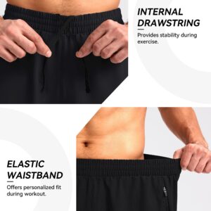 Pudolla Men's Running Shorts 5" Lightweight Gym Shorts for Men Workout Athletic Casual with Zipper Pockets(Black Small)