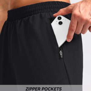 Pudolla Men's Running Shorts 5" Lightweight Gym Shorts for Men Workout Athletic Casual with Zipper Pockets(Black Small)