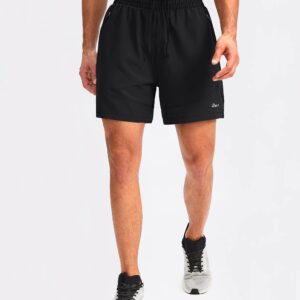 Pudolla Men's Running Shorts 5" Lightweight Gym Shorts for Men Workout Athletic Casual with Zipper Pockets(Black Small)