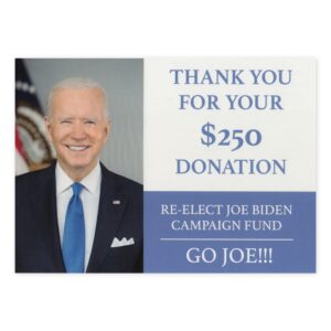 Crazy Novelty Guy (12-Pack) Bulk Prank Postcards - Joe Biden Re-Election Campaign Fund - Pranks Practical Jokes Gags Revenge Hate Mail - Send Them To Your Victim Yourself