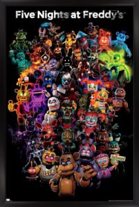 trends international five nights at freddy's: special delivery - collage wall poster, 22.37" x 34.00", black framed version