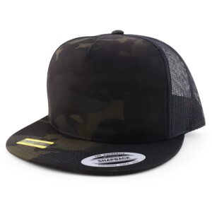 trendy apparel shop flexfit brand 5 panel classic trucker flatbill mesh snapback cap - black camo