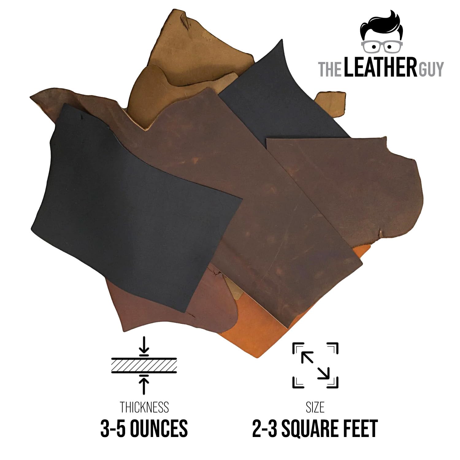 The Leather Guy - Leather Scraps Oil Tanned Boot 3 LB 3-5 oz Cow Project Remnants Bag