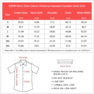 EUOW Men Christmas Button Down Shirt for Men Short Sleeve Funny Santa Hawaiian Vacation Shirts（Christmas Black,L