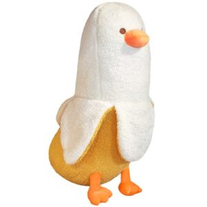 peach cat banana duck plush toy cute plushie hugging plush pillow duck stuffed animal for girls and boys white 12"