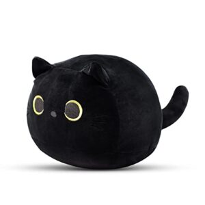 ibccly 8" black cat plush toy black cat pillow,soft plush doll cat plushie cat pillow,stuffed animal soft plush pillow baby plush toys cat shape design sofa pillow decoration doll (black 8 in)