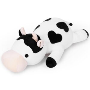 ideameme milk cow weighted plush, 24" 4.2 lbs weighted stuffed animals series, cute cow plushie dolls throw pillow birthday gifts for children kids adults