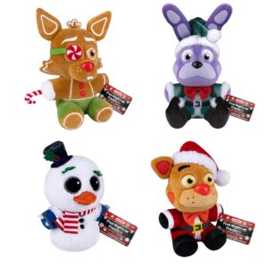 funko plush! fnaf five nights at freddy's - set of 4 - holiday elf bonnie, holiday snowman chica, holiday gingerbread foxy and holiday santa freddy