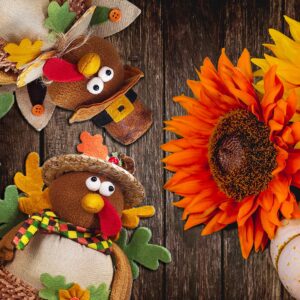 Ogrmar 15 Inch 2 Pack Stuffed Turkey Couple Doll Thanksgiving Tabletop Decorations Exquisite Handmade Turkey Plush Doll Kit for Autumn Harvest Home and Room Table Ornaments