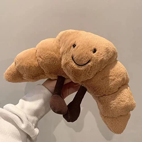 EASELR WeightedPlush 9" Croissant Plush Cute Smile Croissant Bread Pillow Stuffed Animals Funny Soft Food Plushies Toy for Gifts for Kids Birthday