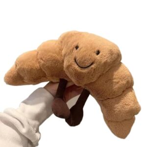 easelr weightedplush 9" croissant plush cute smile croissant bread pillow stuffed animals funny soft food plushies toy for gifts for kids birthday