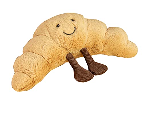 EASELR WeightedPlush 9" Croissant Plush Cute Smile Croissant Bread Pillow Stuffed Animals Funny Soft Food Plushies Toy for Gifts for Kids Birthday