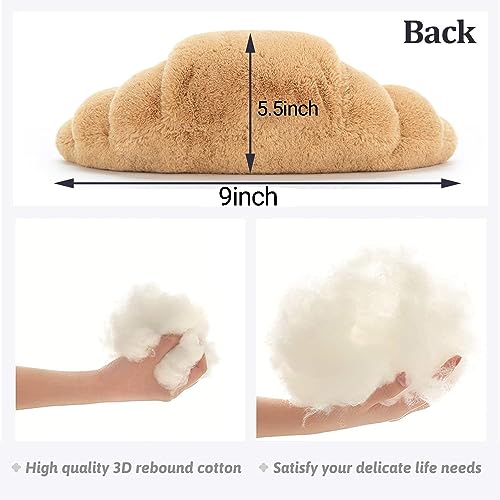 EASELR WeightedPlush 9" Croissant Plush Cute Smile Croissant Bread Pillow Stuffed Animals Funny Soft Food Plushies Toy for Gifts for Kids Birthday