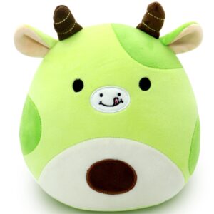 gudisi avocado cow plush toy pillow cute stuffed animal soft plushie doll gift for kids boys girls green 12 inch