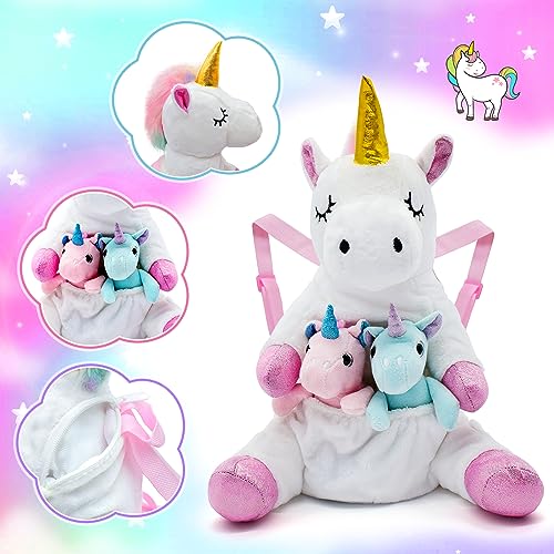 FUNCREVITY Unicorns Gifts for Girls Unicorn Stuffed Animals Unicorn Plush Toys Mommy Unicorn with 4 Babies Valentines Christmas Birthday Gifts for Girls Kids Toys Age 4 5 6 7 8+ Year Old