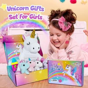 FUNCREVITY Unicorns Gifts for Girls Unicorn Stuffed Animals Unicorn Plush Toys Mommy Unicorn with 4 Babies Valentines Christmas Birthday Gifts for Girls Kids Toys Age 4 5 6 7 8+ Year Old