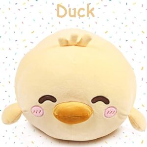 ARELUX Duck Plush Pillow Stuffed Animal Snuggly Pillow Cute Plush Toy Snuggle Buddy Duck Plushie Kawaii Soft Hugging Pillow for Kids Boys Girls 17.7in