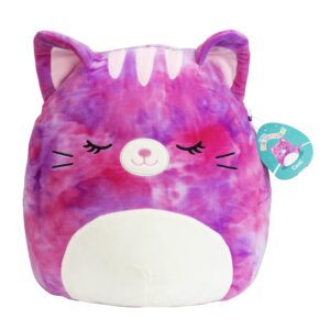 squishmallows large 14-inch caeli the tie dye cat - official jazwares plush - collectible soft & squishy kitty stuffed animal toy - add to your squad - gift for kids, girls & boys