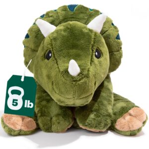 brease 5 lb weighted green dinosaur stuffed animal - large, cute plush toy dino for gentle embrace and peaceful times, huggable companion for kids & adults, ideal heavy plushie for all ages