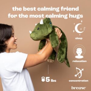 Brease 5 lb Weighted Green Dinosaur Stuffed Animal - Large, Cute Plush Toy Dino for Gentle Embrace and Peaceful Times, Huggable Companion for Kids & Adults, Ideal Heavy Plushie for All Ages