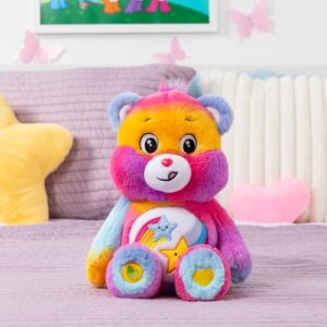 Care Bears Medium Plush Dare to Tie Dye Plushie for Ages 4+ – Stuffed Animal, Super Soft and Cuddly – Good for Girls and Boys, Employees, Collectors, Great Valentines Day Gift for Kids