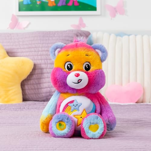 Care Bears Medium Plush Dare to Tie Dye Plushie for Ages 4+ – Stuffed Animal, Super Soft and Cuddly – Good for Girls and Boys, Employees, Collectors, Great Valentines Day Gift for Kids