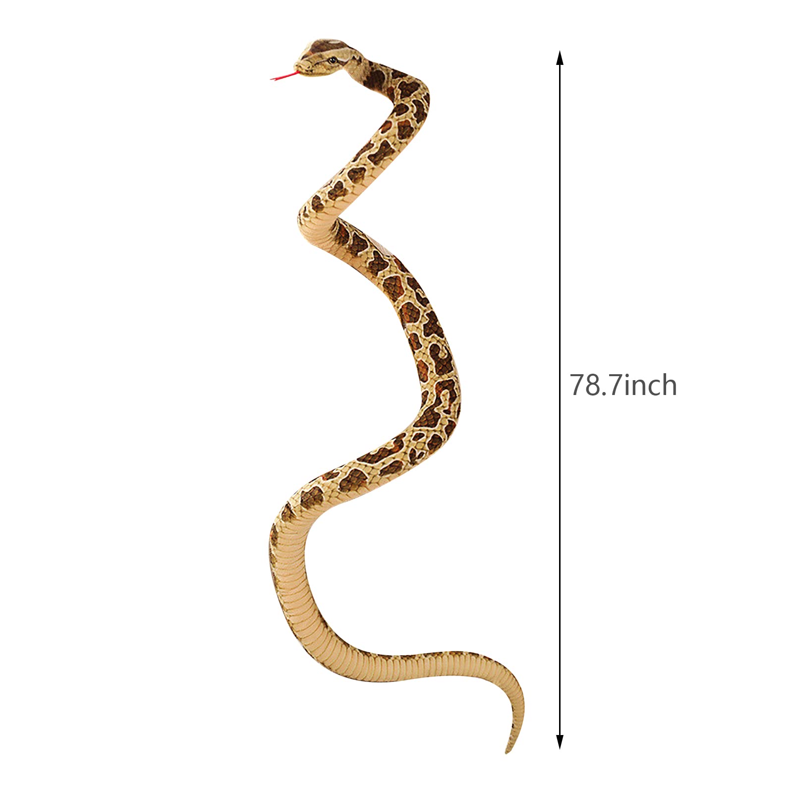 Realistic Animal Stuff Snake, 78 Inch Long Stuffed Animal Plush Snake, Lifelike Snake Stuffed Animals Plush Toy Stuffed Snake Animal Plush Toy Large Snake Plush Toy Gifts for Kids (Brown)