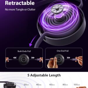 CAFELE Multi Charging Cable [Travel Companion] 100W Retractable Charging Cable, 3in1 Charging Cable Multiple Ends with USB C, USB L, Micro USB, Chargers for Multiple Devices Phone 14 Samsung MacBook