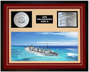 navy emporium uss kalamazoo aor 6 framed navy ship display burgundy