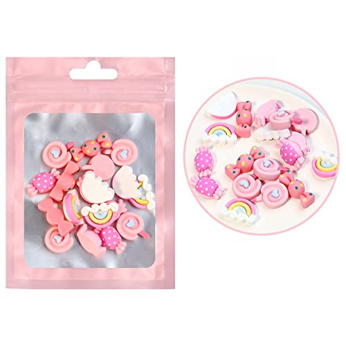 20Pcs Nail Art Accessories Kawaii Love Heart Fruit Animals Manicure Decoration Resin Lollipop 3D Charm for Nails DIY