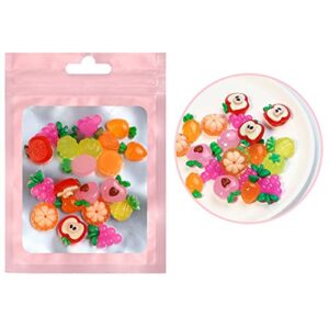 20pcs nail art accessories kawaii love heart fruit animals manicure decoration resin lollipop 3d charm for nails diy