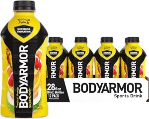 bodyarmor sports drink sports beverage, tropical punch, coconut water hydration, natural flavor with vitamins, potassium-packed electrolytes, perfect for athletes, 28 fl oz (pack of 12)