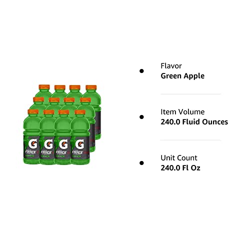 Gatorade Fierce, Green Apple, 20 Ounce Bottles (Pack of 12)