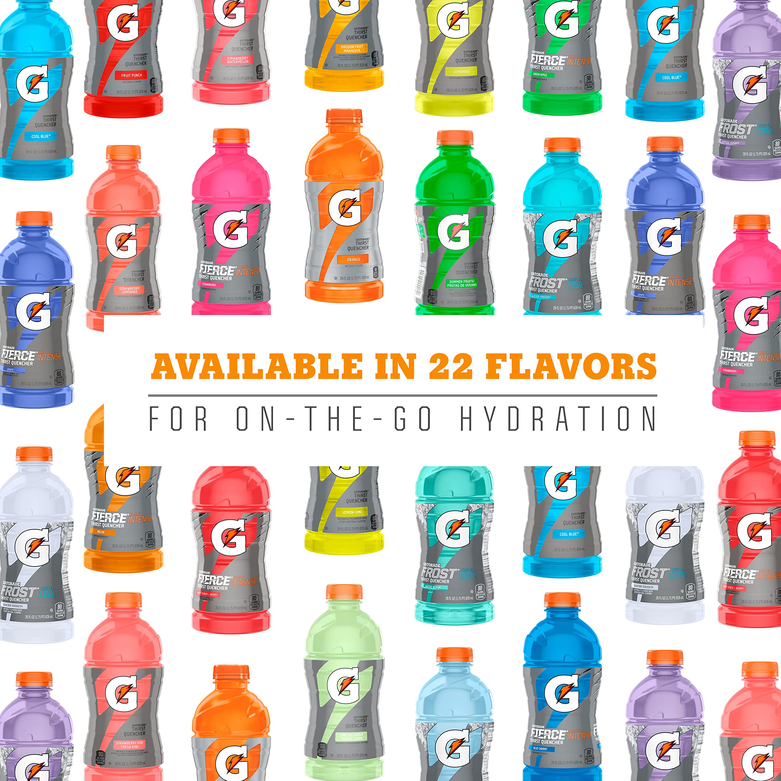 Gatorade Thirst Quencher, Fruit Punch and Cool Blue Variety Pack, 12 Ounce (Pack of 24)