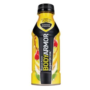 bodyarmor superdrink, electrolyte sport drink, tropical punch 16 oz (pack of 24)