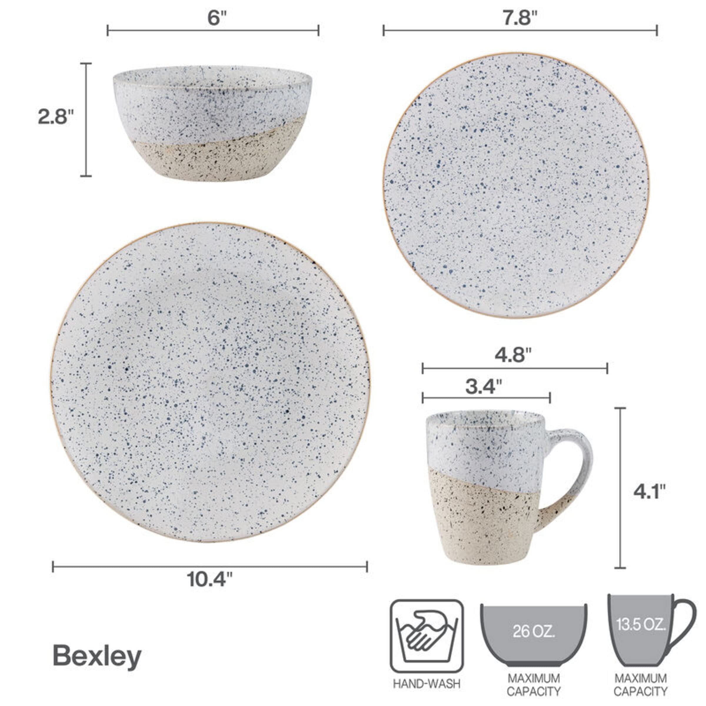 Pfaltzgraff Bexley Speckled 16 Piece Dinnerware Set, Service for 4, Multicolor