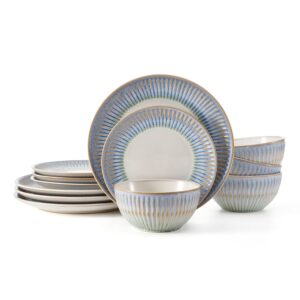 pfaltzgraff hensley blue 12 piece dinnerware set, service for 4