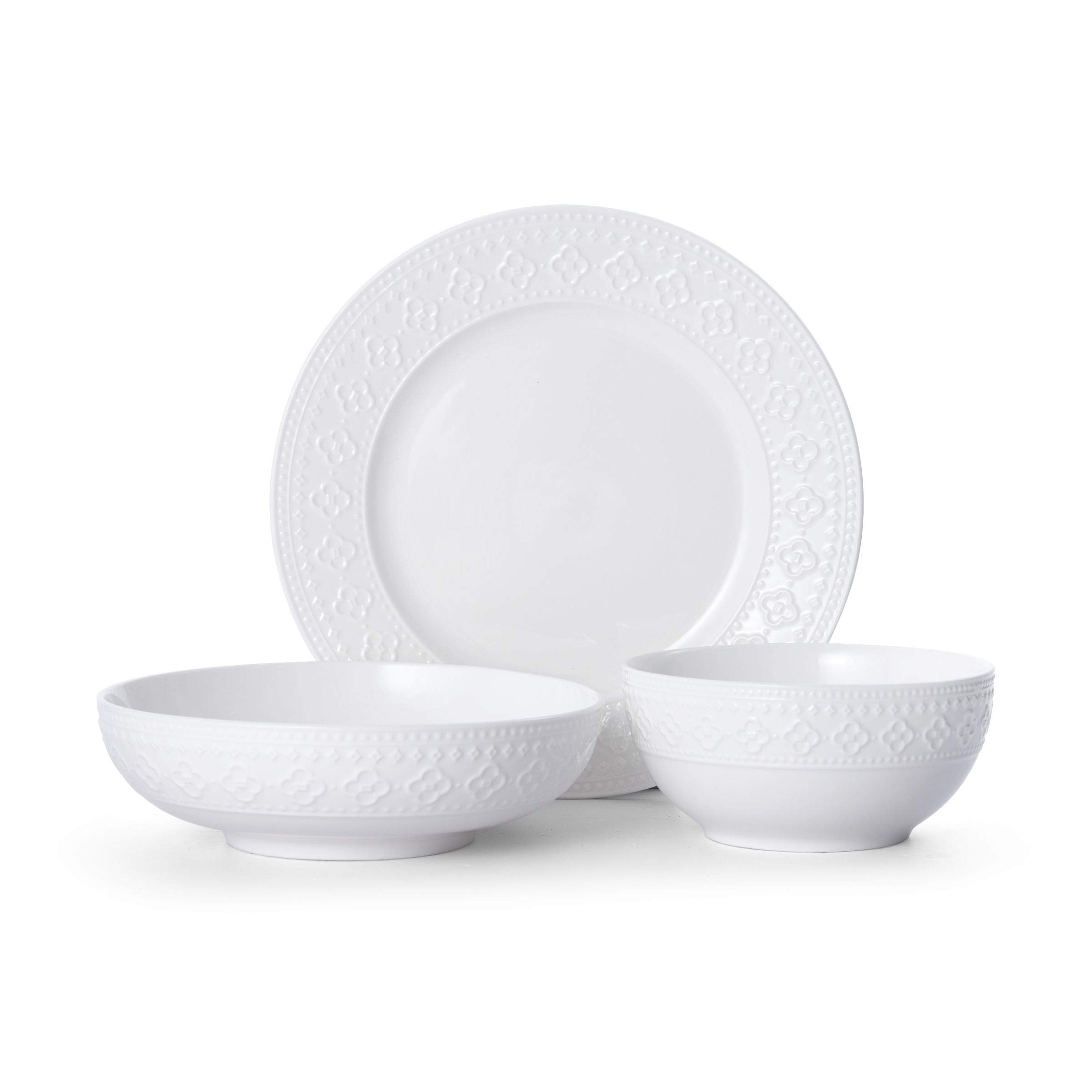 Pfaltzgraff Haisley 12-Piece Dinnerware Set, White