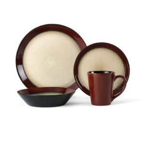 pfaltzgraff aria red 16-piece stoneware dinnerware set, service for 4 black